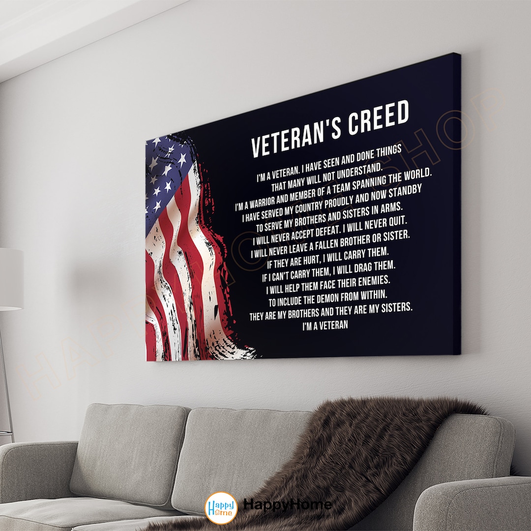 Veteran's Creed Wall Art I'm A Veteran America Veterans Day Gift ...
