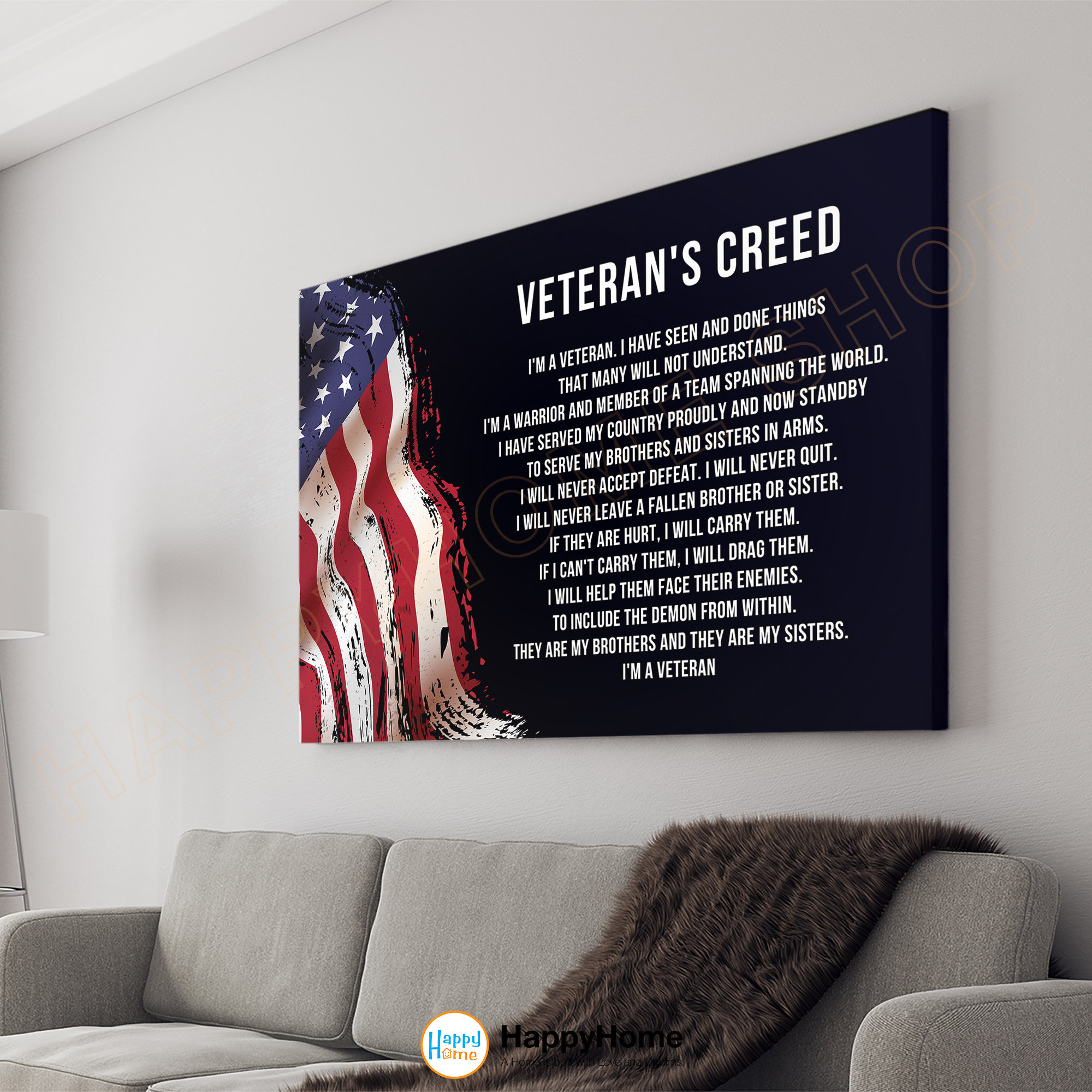 Veteran's Creed Wall Art I'm A Veteran America Veterans Day Gift ...