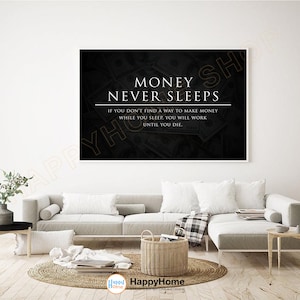 Money Never Sleeps Wall Art Warren Buffett Quote Lesson Wolf of Wall ...