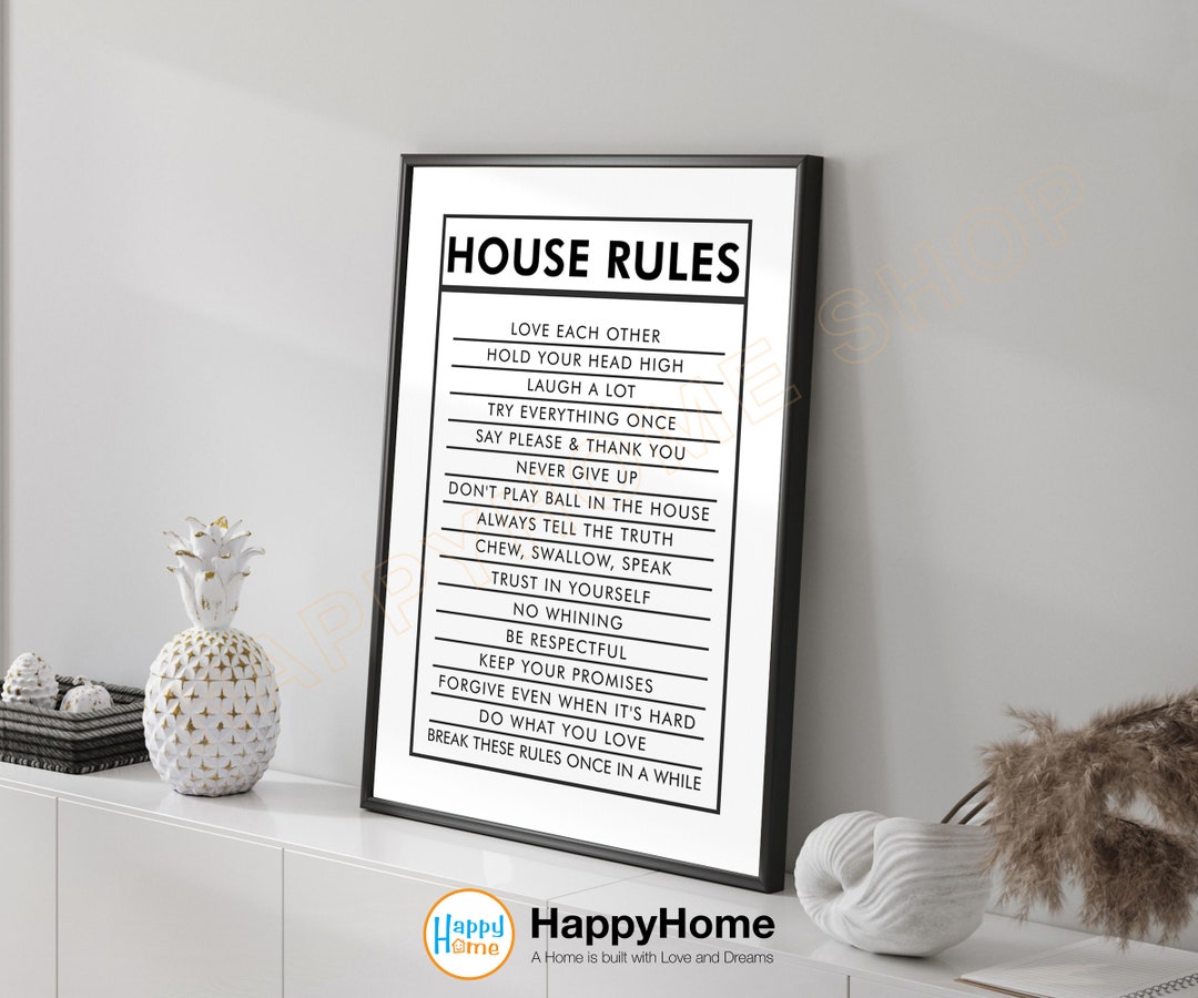 House Rules Wall Art Family Rules Home Sign Decor Canvas Art ...
