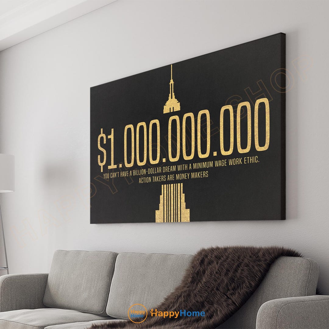 1 Billion Dollar Definition Wall Art Motivational Quote Inspirational ...