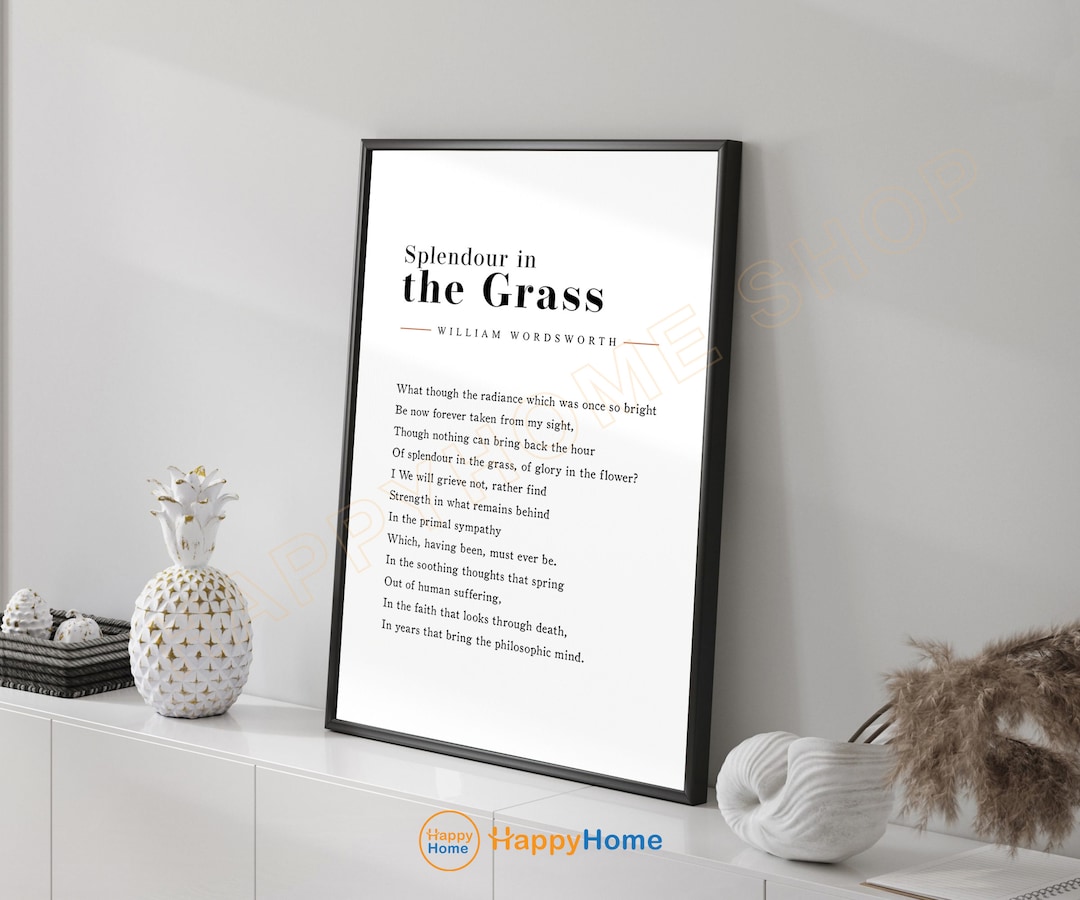 Splendour in the Grass William Wordsworth Poem Literary Prints Art ...