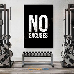 No Excuses Wall Art Gym Poster Fitness Sign Art Gym Room Decor ...