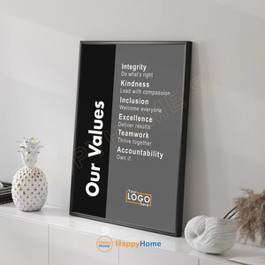 Personalized Company Core Values Wall Art Business Core Values Decor ...