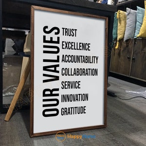 Our Values Wall Art Business Our Values Office Decor Entrepreneur Sign ...