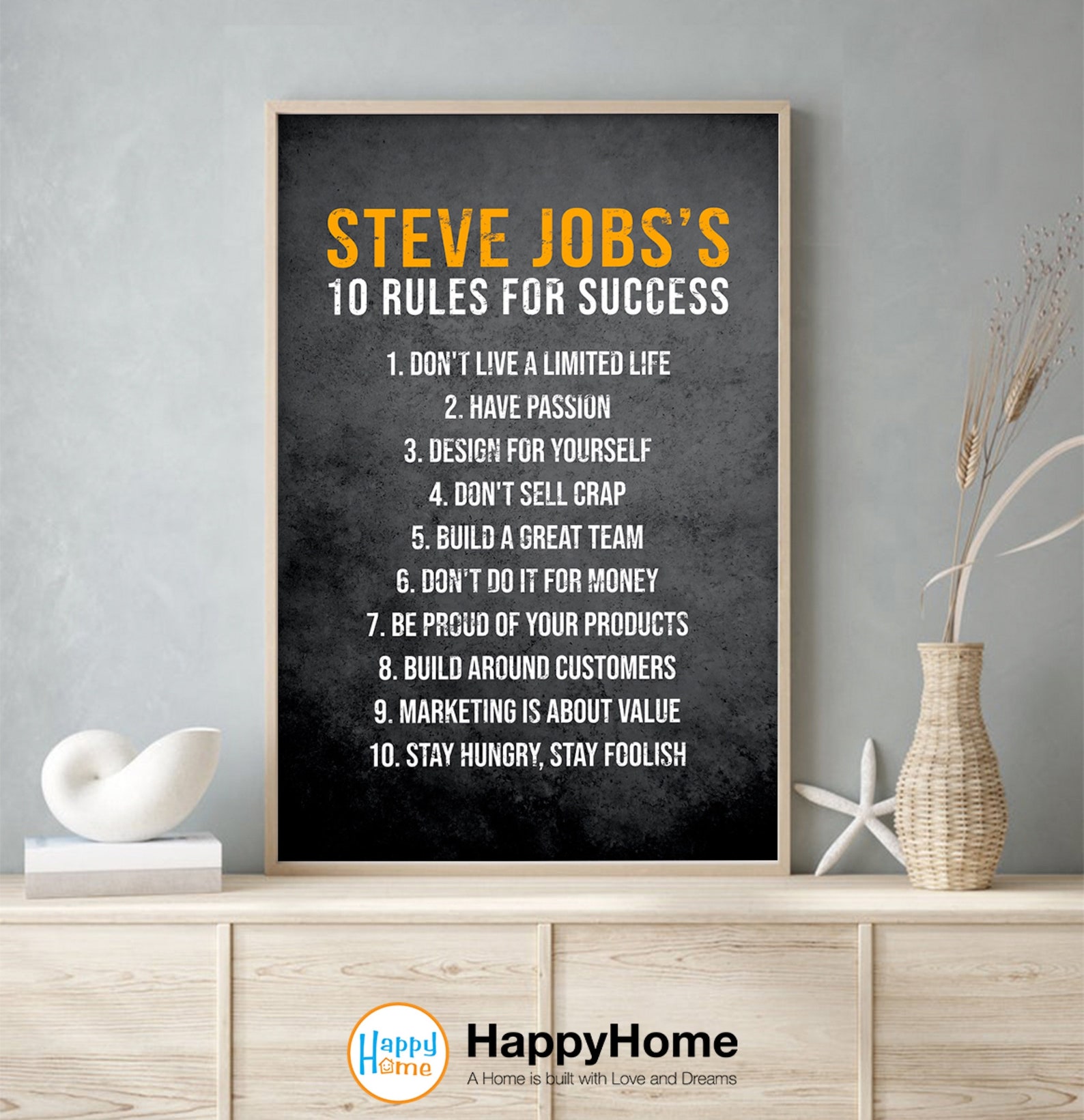 Steve Jobs 10 Rules for Success Motivational Inspirational - Etsy