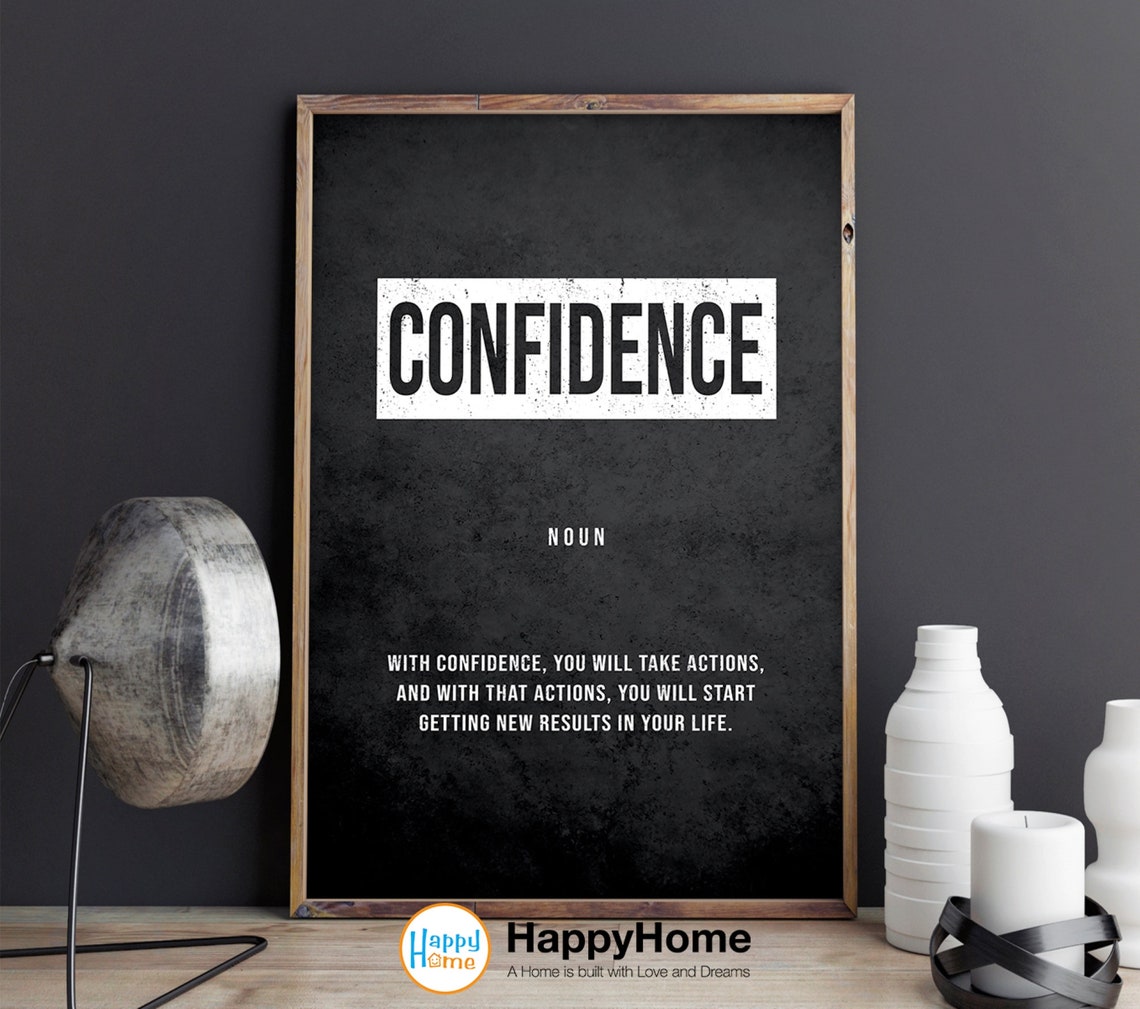 Confidence Definition Poster Motivational Wall Art | Etsy
