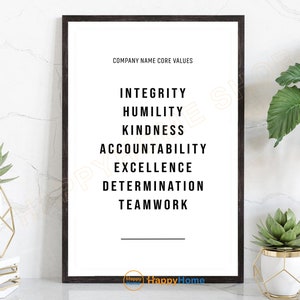 Personalized Company Core Values Wall Art Business Core Values Decor ...