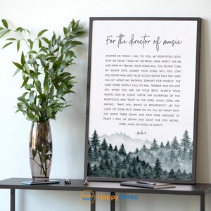 Psalm 4 Bible Verse Wall Art for the Director of Music Scripture Sign ...