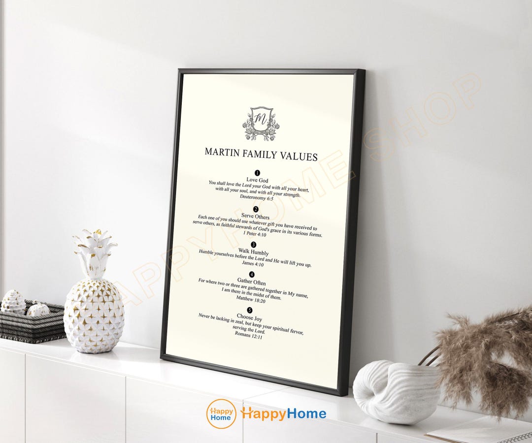 Personalized Family Values Sign Wall Art Custom Our Family Values ...