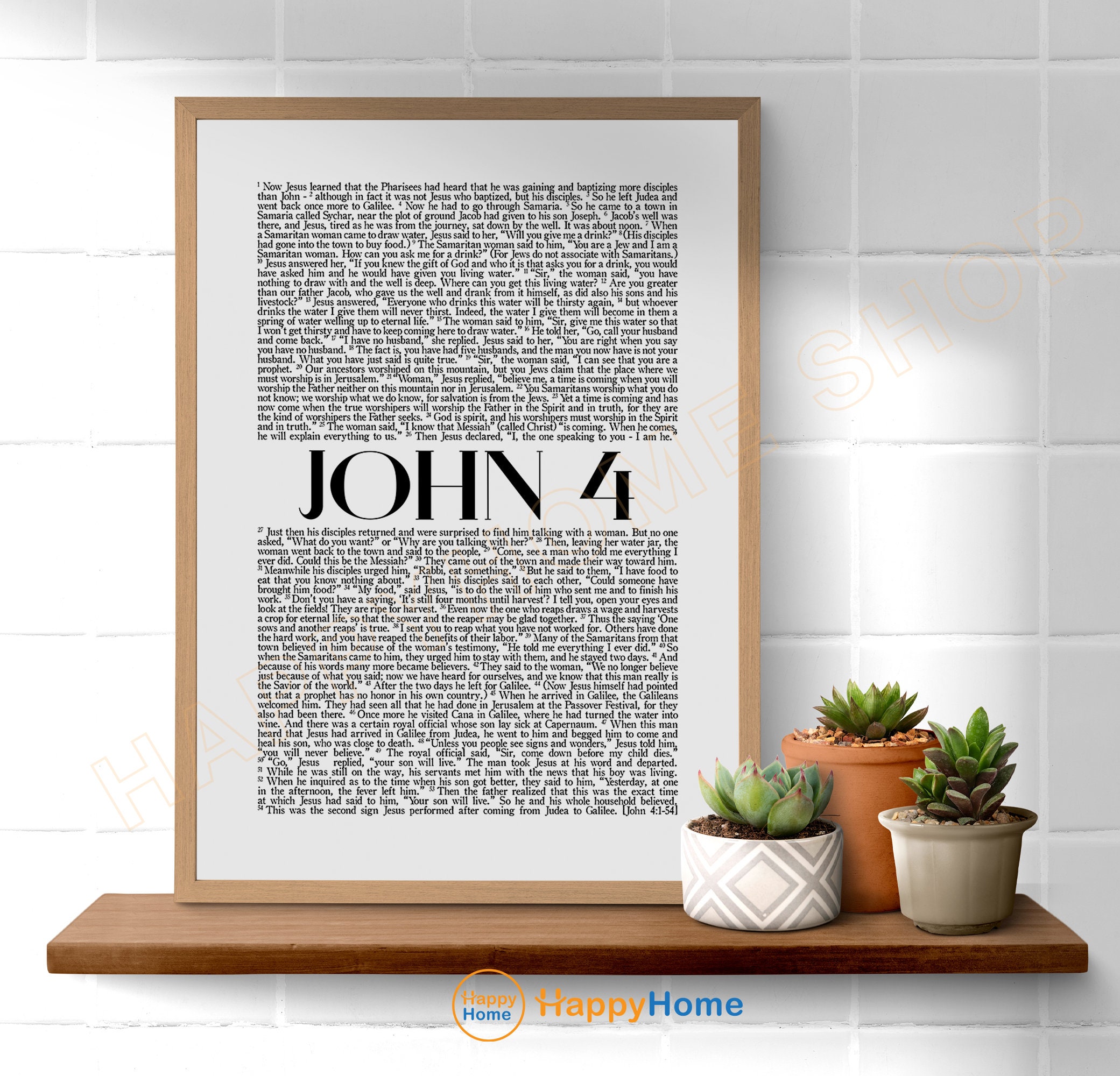 John 4 NIV Bible Verse Wall Art Jesus Talks With a Samaritan Woman ...