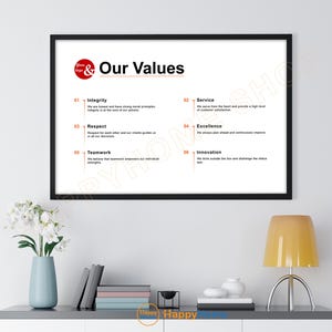Personalized Company Core Values Wall Art Custom Business Our Values ...