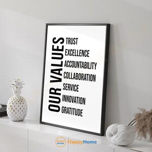 Our Values Wall Art Business Our Values Office Decor Entrepreneur Sign ...