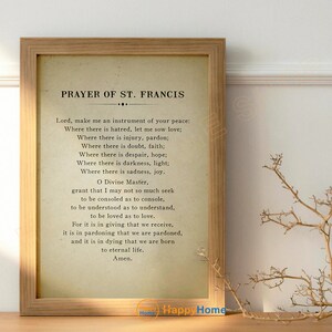 Prayer of St. Francis of Assisi Wall Art Prayer for Peace Bible Verse ...