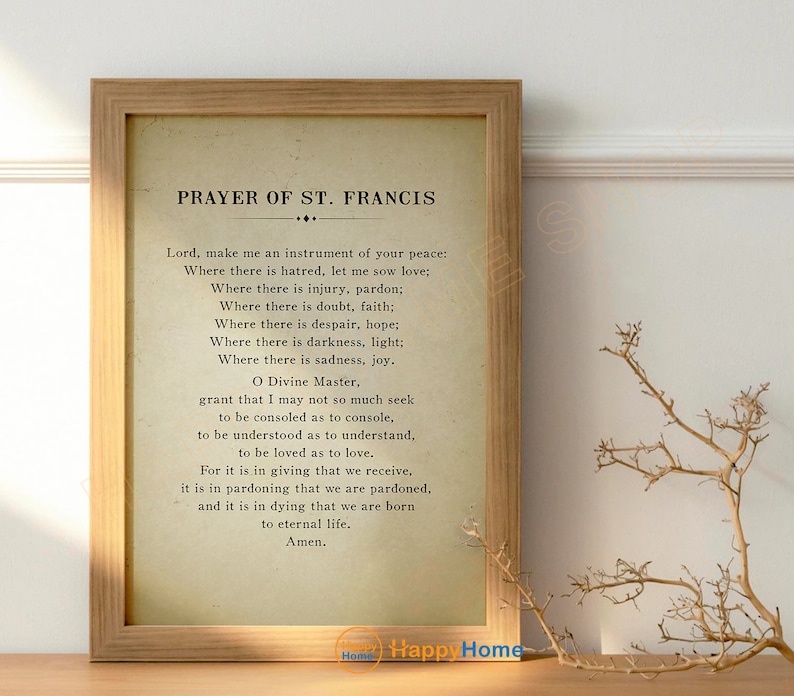 Prayer of St. Francis of Assisi Wall Art Prayer for Peace Bible Verse ...