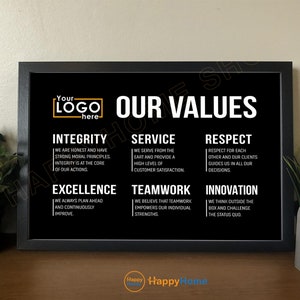 Personalized Company Core Values Wall Art Business Core Values Decor ...