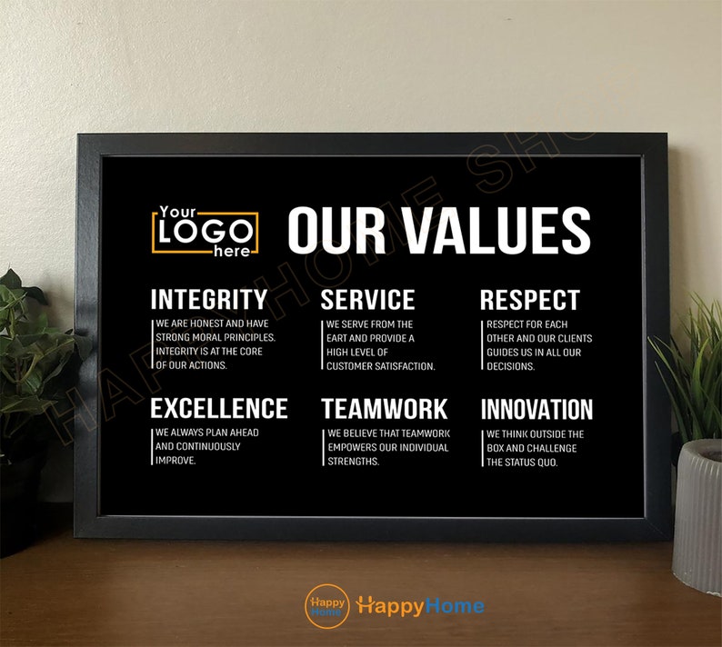 Personalized Company Core Values Wall Art Business Core Values Decor ...