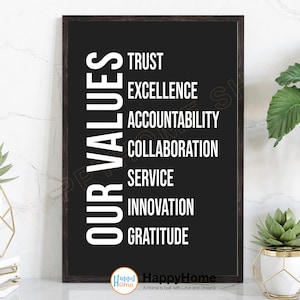 Our Values Wall Art Business Core Values Office Decor Entrepreneur ...