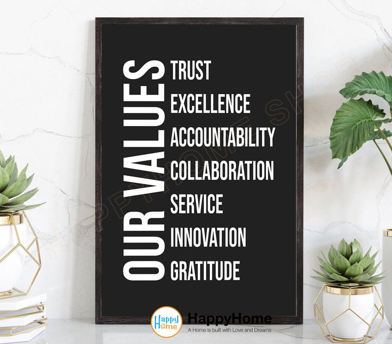 Our Values Wall Art Business Core Values Office Decor Entrepreneur ...