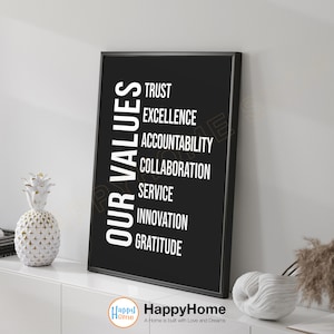 Our Values Wall Art Business Core Values Office Decor Entrepreneur ...