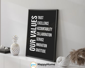 Our Values Wall Art Business Core Values Office Decor Entrepreneur ...