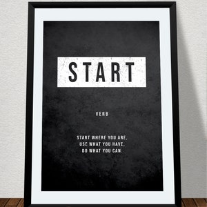 Start Definition Poster Motivational Wall Art | Inspirational Wall Art ...
