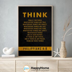 Philippians 4:8 Think on These Things | Bible Verse Wall Art | Modern ...