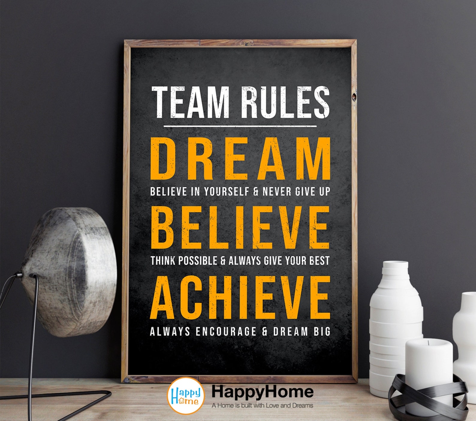 Team Rules Motivational Wall Art | Inspirational Wall Art Entrepreneur ...