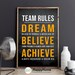 Team Rules Motivational Wall Art Inspirational Wall Art - Etsy