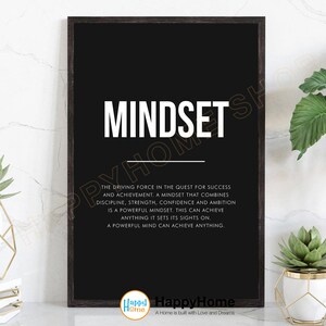 Mindset Definition Wall Art Motivational Wall Art | Inspirational ...