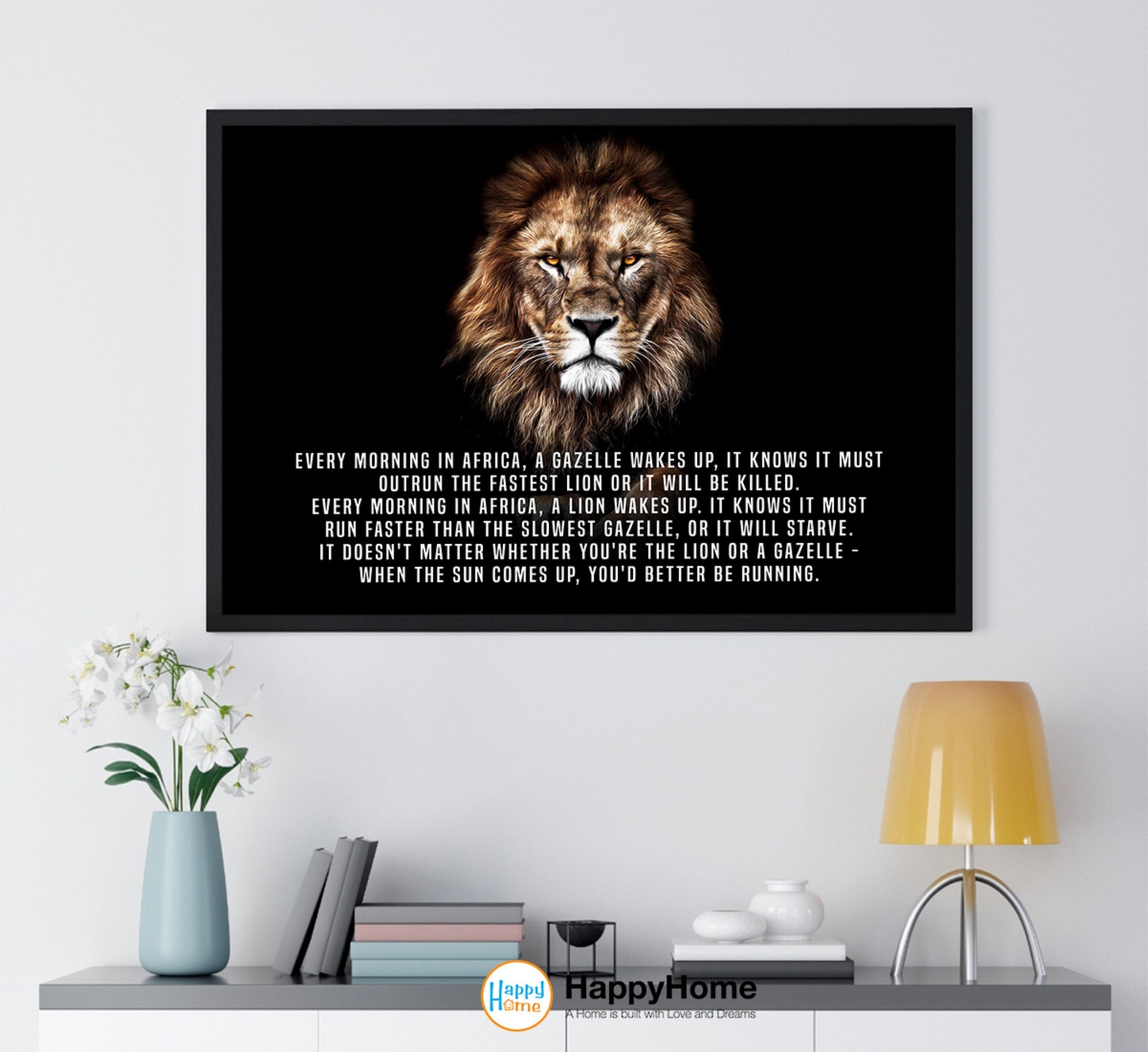 Lion Wall Art Motivational Inspirational Quotes Gazelle and Lion ...