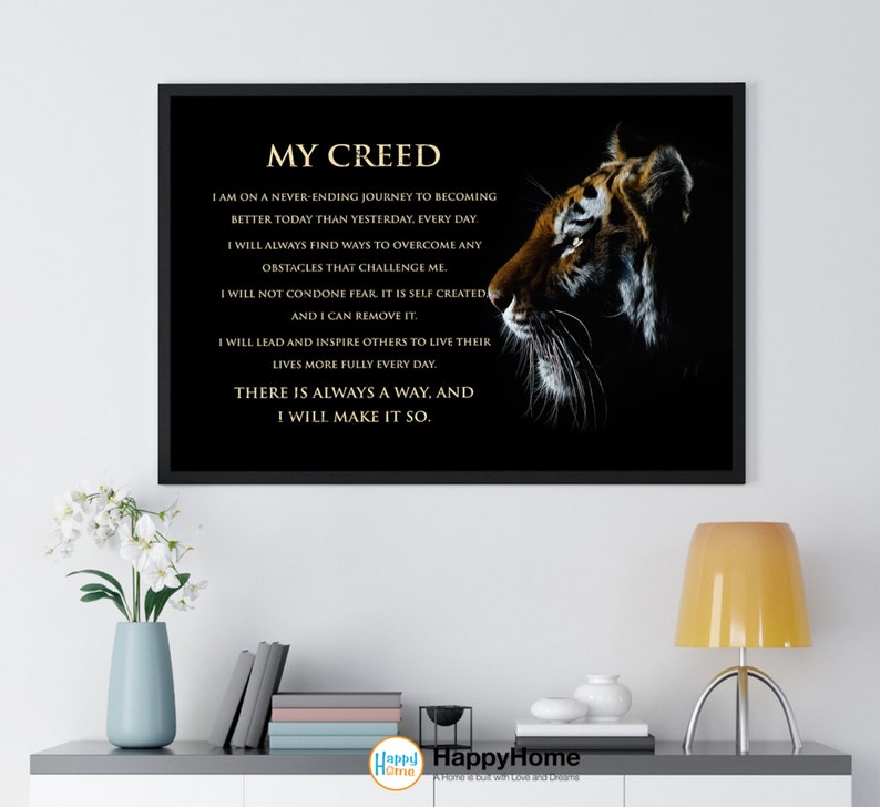 Tiger Poster Motivational Inspiration Quotes Wall Art - My Creed ...
