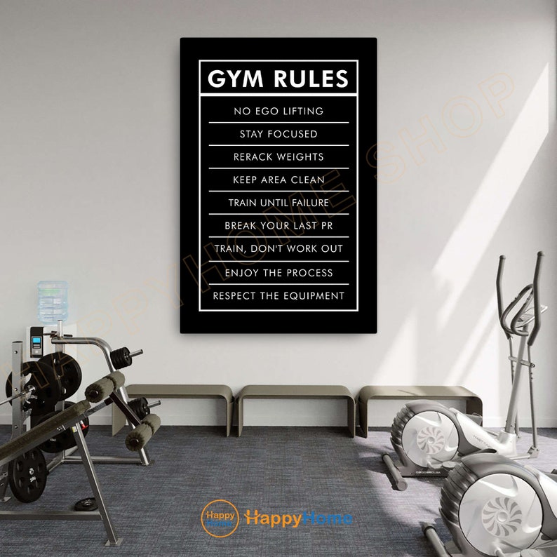 Gym Rules Wall Art Workout Room Decor Gym Poster Fitness Sign Prints ...