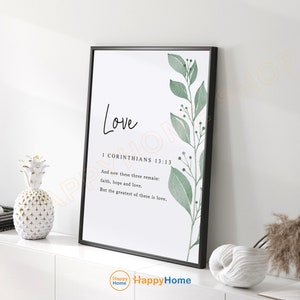 1 Corinthians 13:13 Love Wall Art Bible Verse Scripture Quote Prints ...