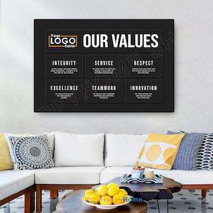 Personalized Company Our Values Wall Art Business Core Values Decor ...