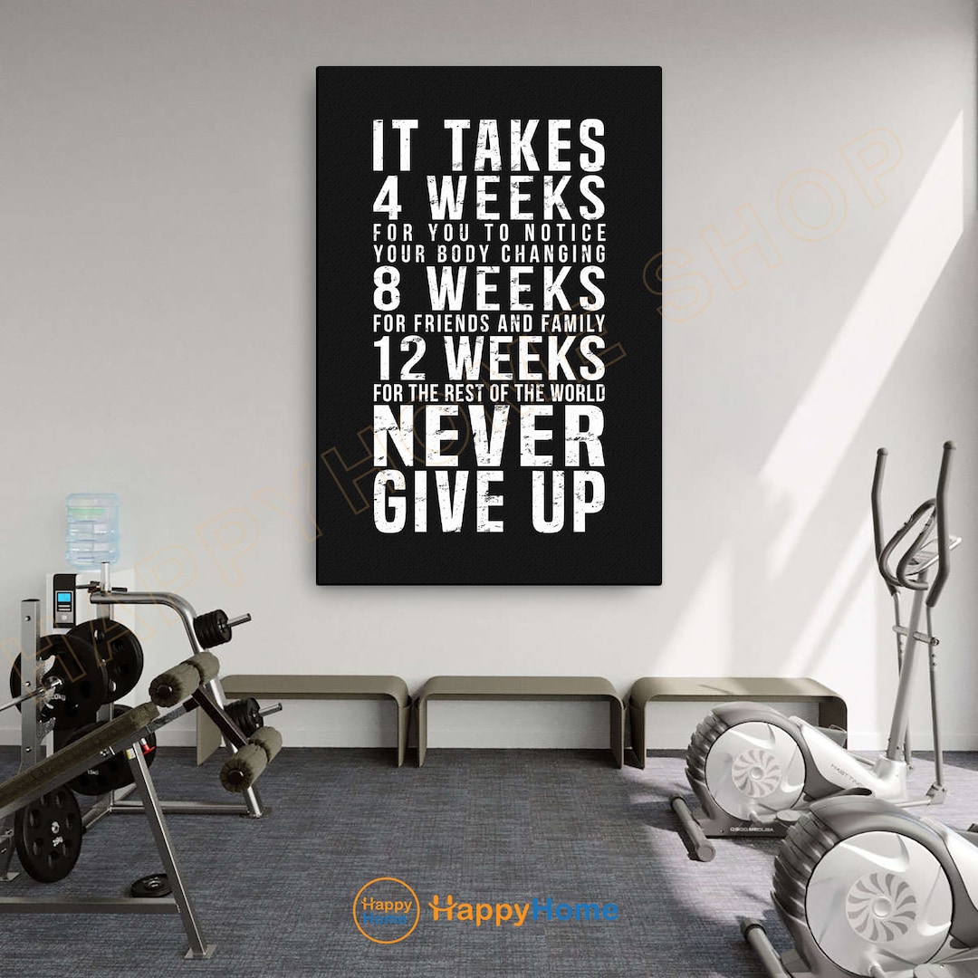 Gym Quote Wall Art 4-8-12 Weeks Rule Never Give up Workout Room Decor ...