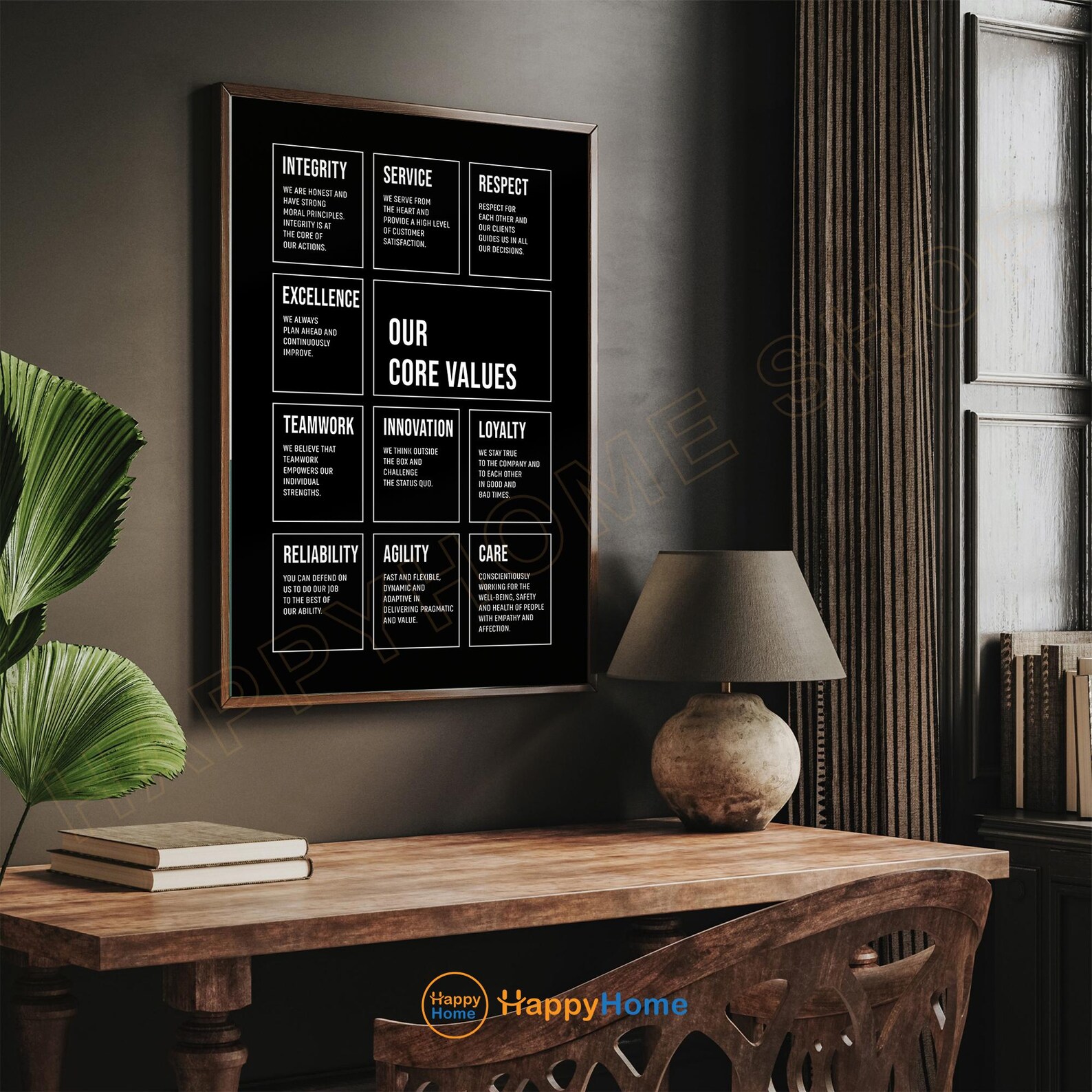 Personalized Company Core Values Wall Art Business Our Values Poster ...