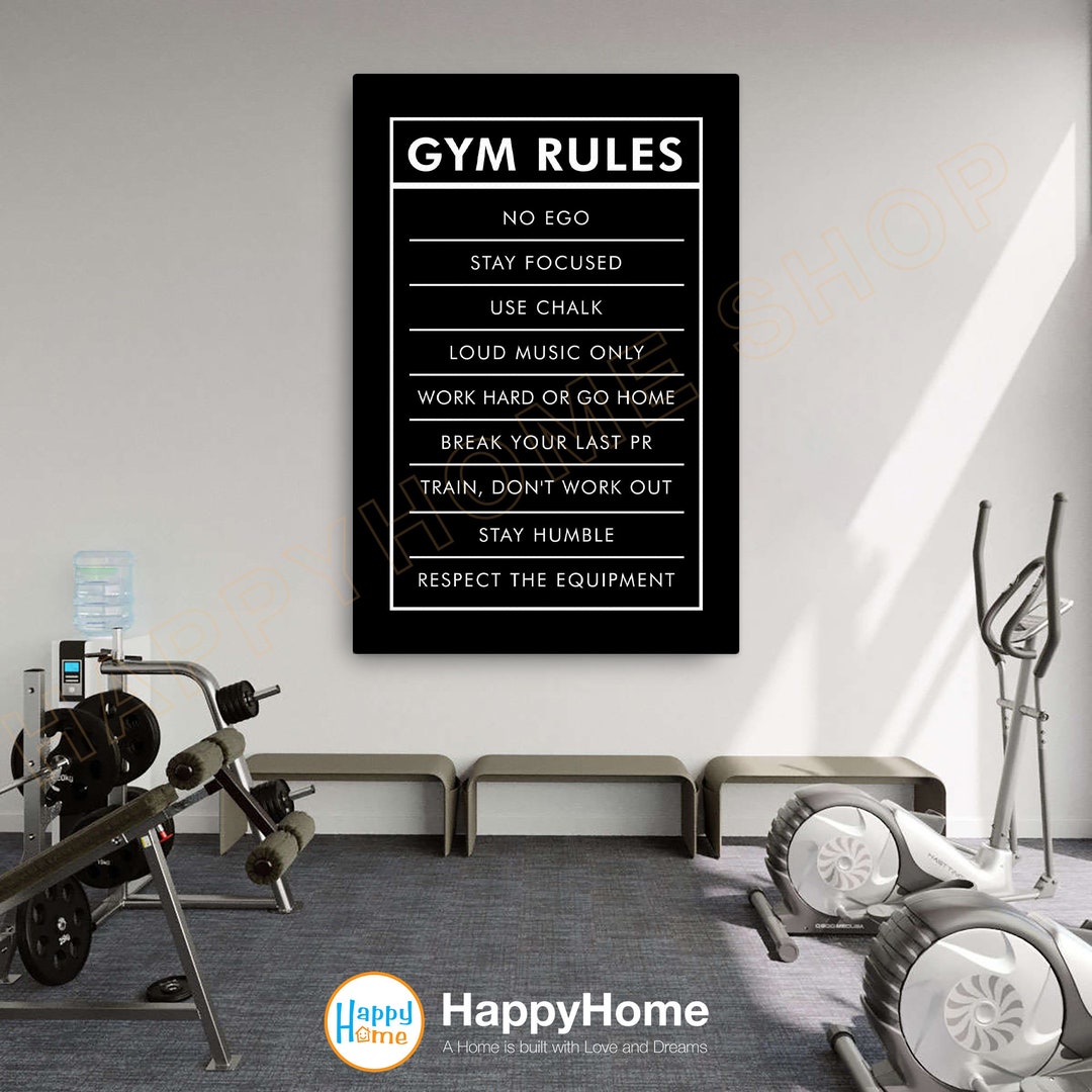 Gym Rules Wall Art Workout Room Decor Gym Poster Fitness Sign Prints ...