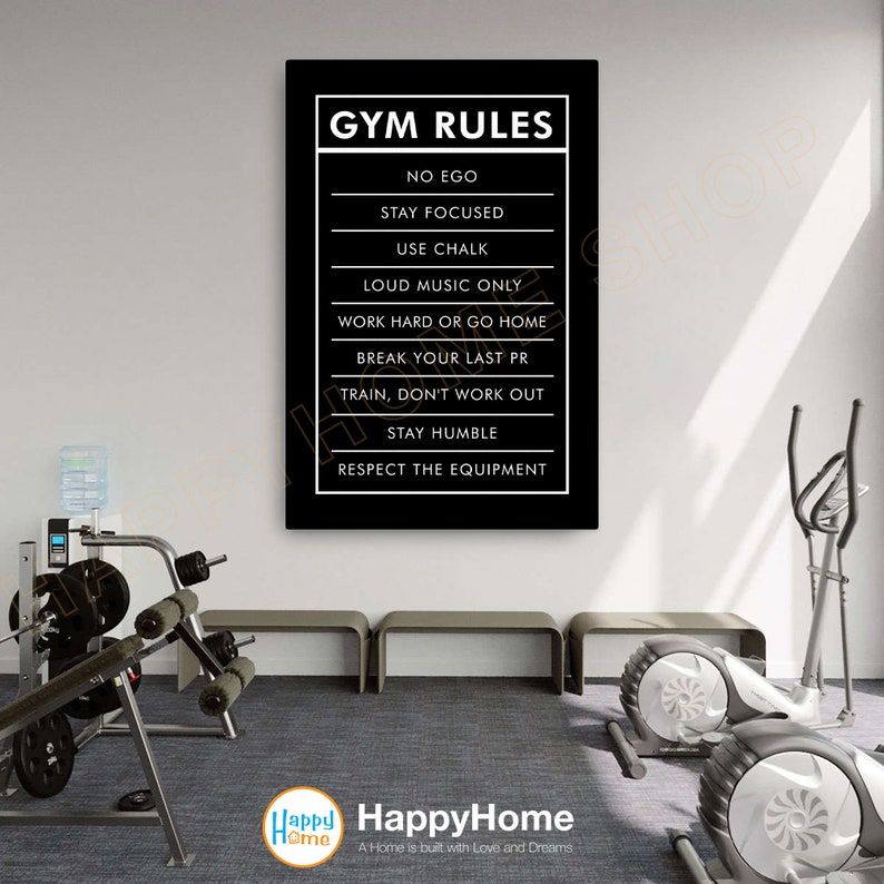 Gym Rules Wall Art Workout Room Decor Gym Poster Fitness Sign - Etsy