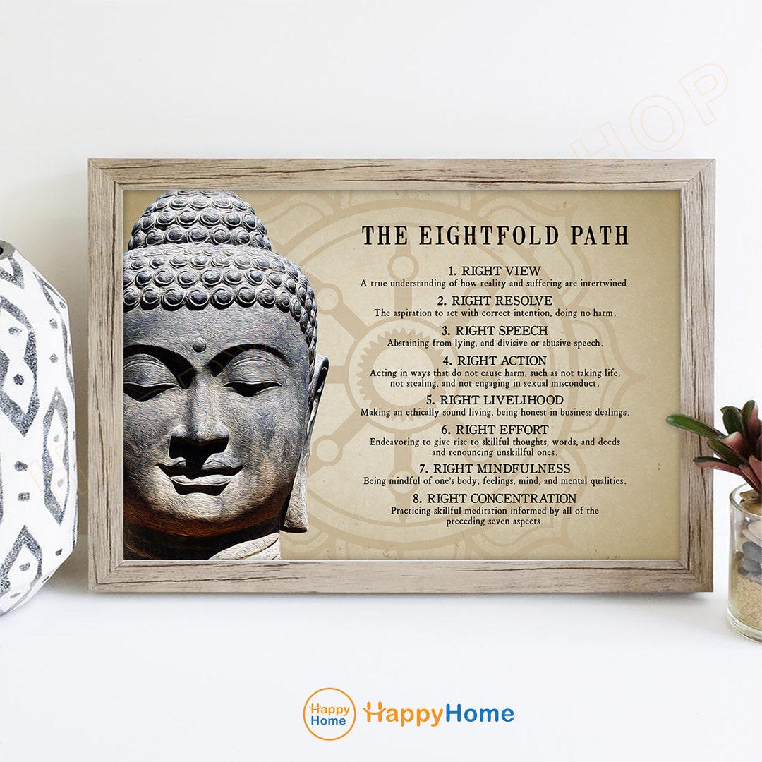 Buddhist the Eightfold Path Wall Art Motivational Mindfulness Quote ...