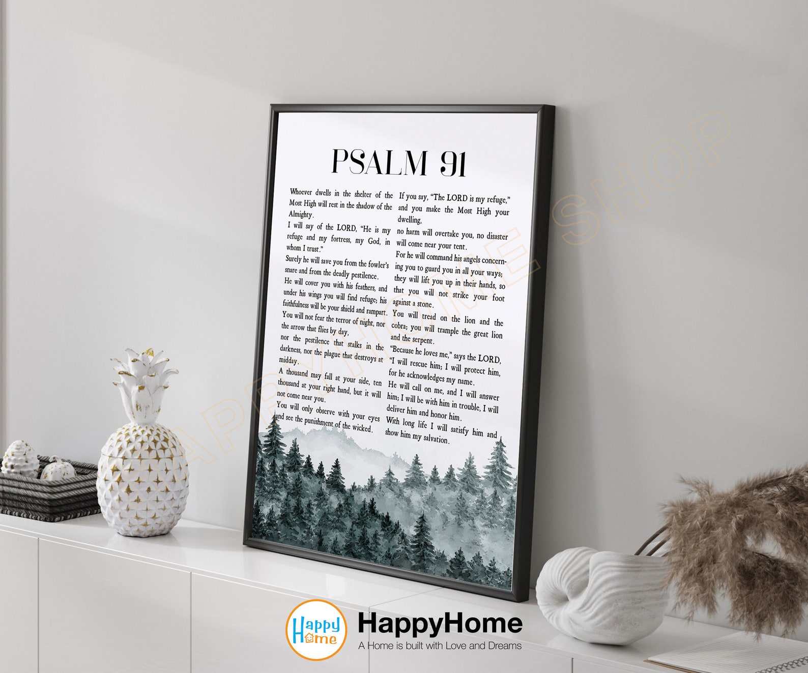 Psalm 91 NIV Bible Verse Wall Art He Who Dwells in the Shelter ...