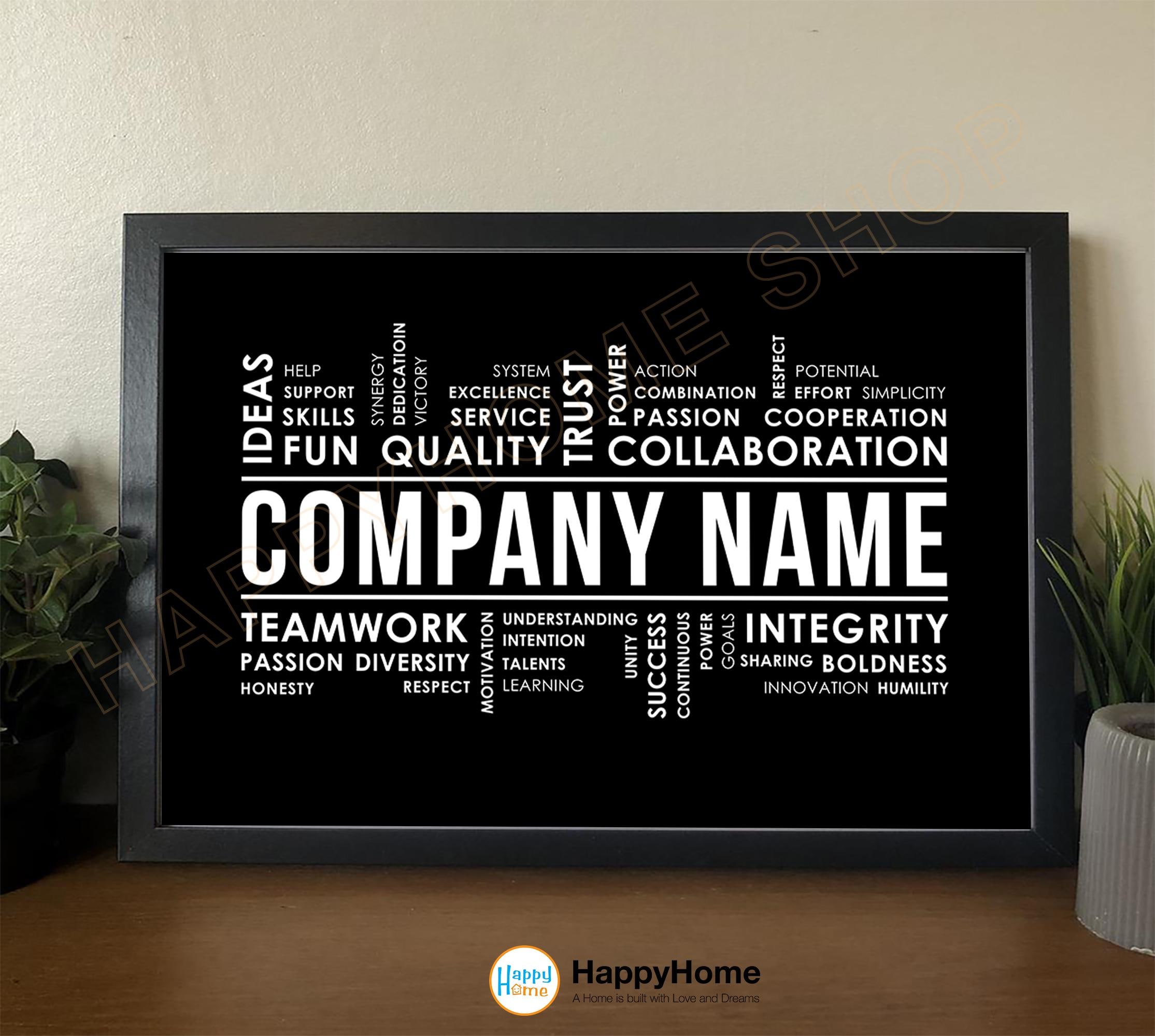 Personalized Company Values Wall Art Business Core Values Sign ...