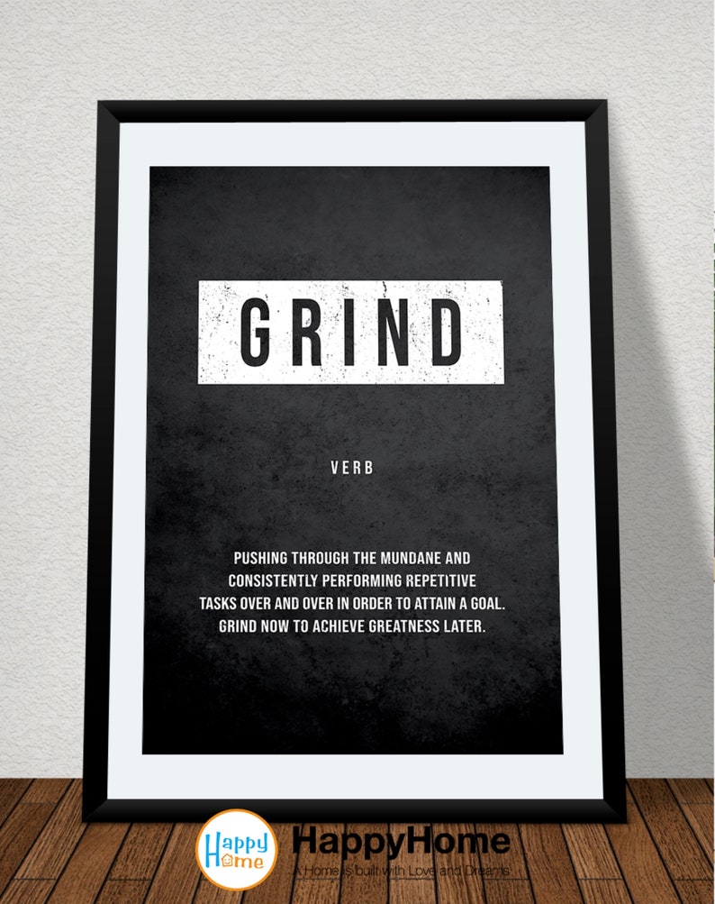 Grind Definition Poster Motivational Wall Art Inspirational - Etsy