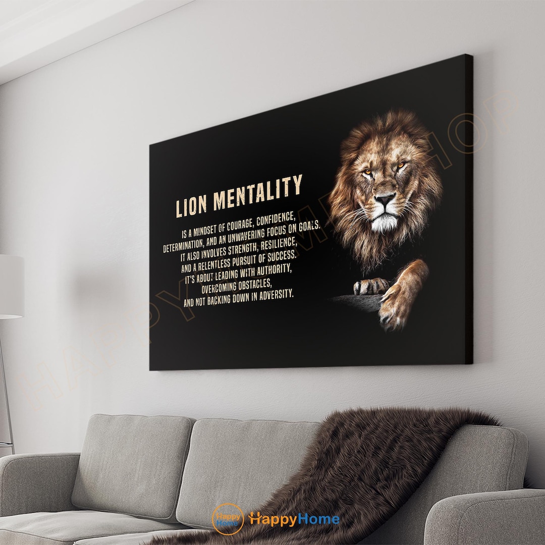 Lion Wall Art Lion Mentality Motivational Quotes Inspirational Print ...