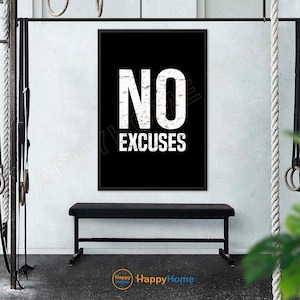 No Excuses Wall Art Gym Poster Fitness Sign Art Gym Room Decor ...