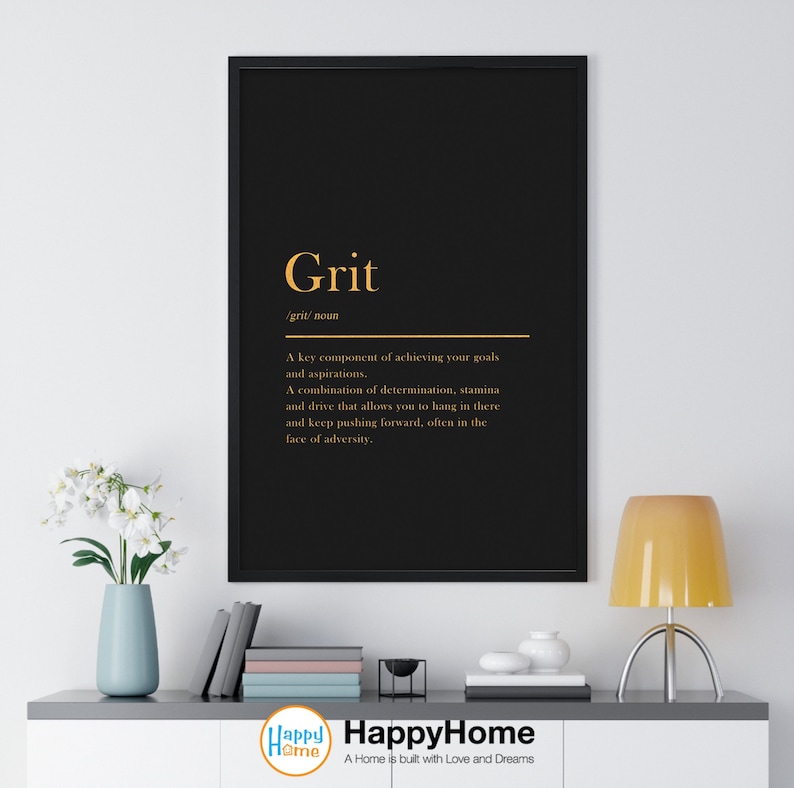Grit Definition Poster Motivational Wall Art Inspirational - Etsy