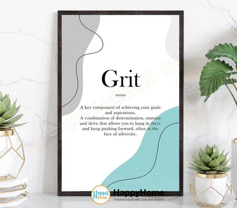 Grit Definition Poster Motivational Wall Art Inspirational - Etsy