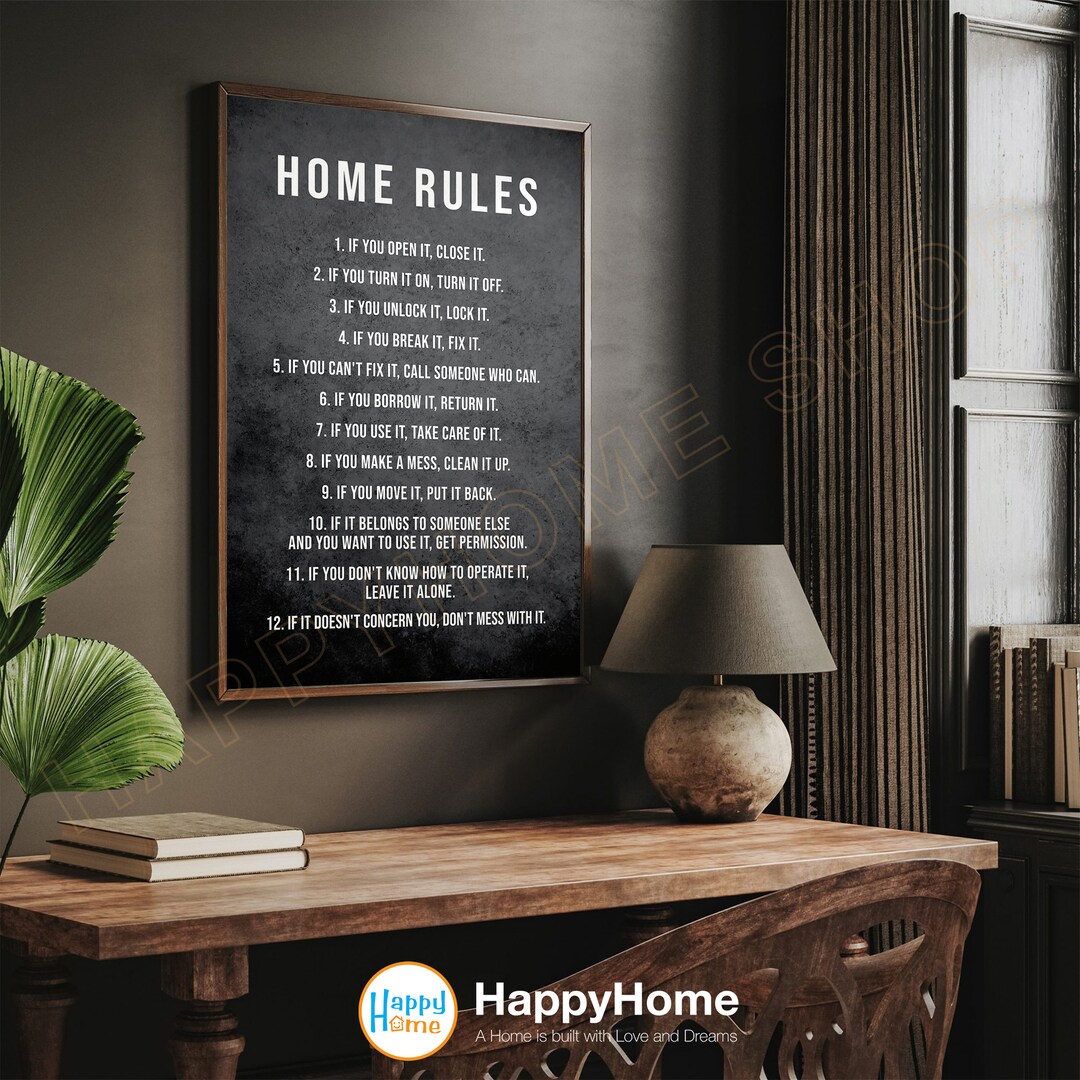 Home Rules Wall Art Family Rules Home Decor Canvas Art | Motivational ...
