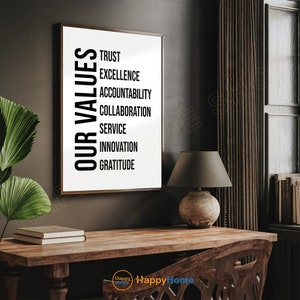 Our Values Wall Art Business Our Values Office Decor Entrepreneur Sign ...