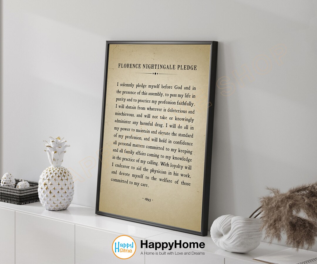 Florence Nightingale Pledge Wall Art Graduation Honoring Nurses Art ...